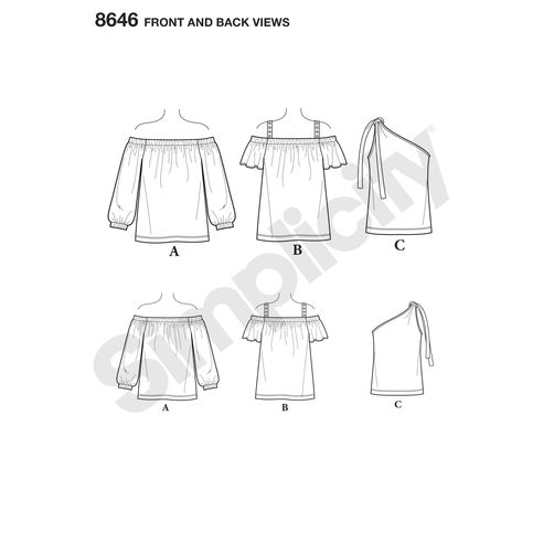 simplicity-off-shoulder-top-pattern-8646-front-back-views – Doctor T ...