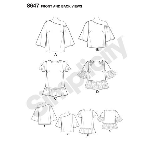 simplicity-one-shoulder-top-pattern-8647-front-back-views – Doctor T ...